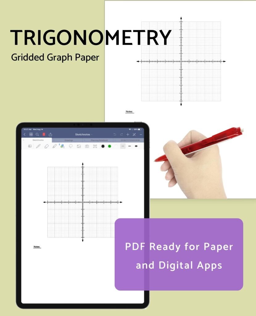 Trigonometry Gridded Graph Paper Pack - Digi Sunrise